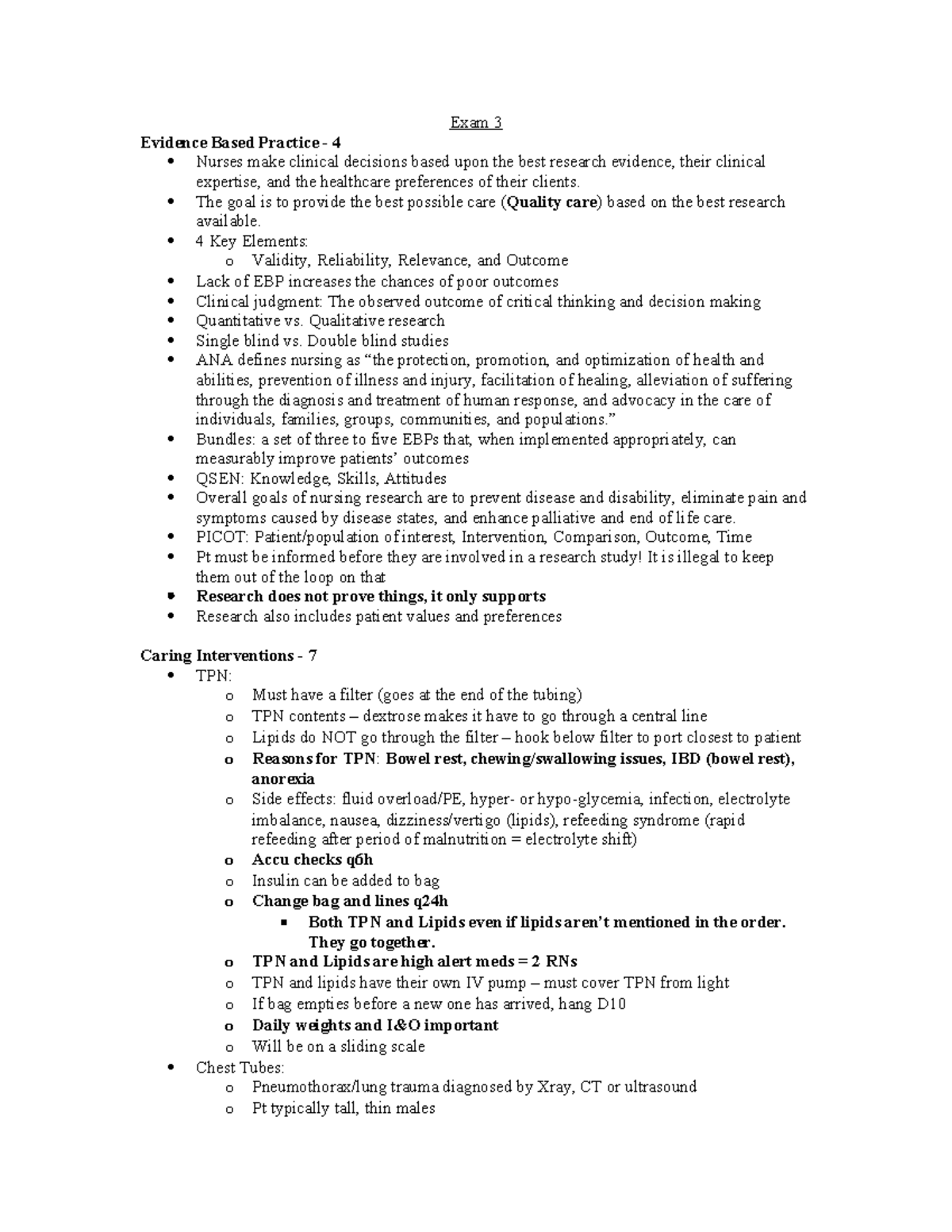Exam 3 NUR 212 - study guide - Exam 3 Evidence Based Practice - 4 Nurses make clinical decisions ...