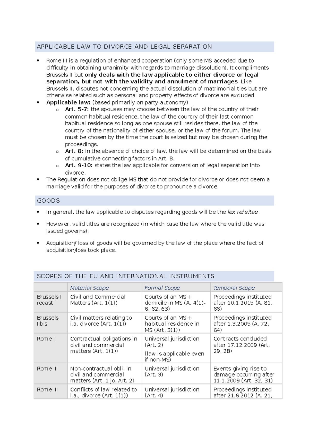 Applicable law to divorce and legal separation - APPLICABLE LAW TO ...