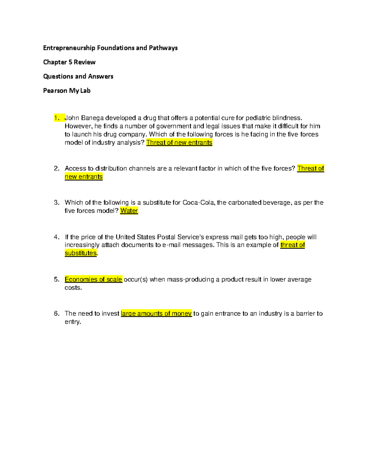 Entr-355 Chapter 5.2 Practice 1 - Entrepreneurship Foundations and ...