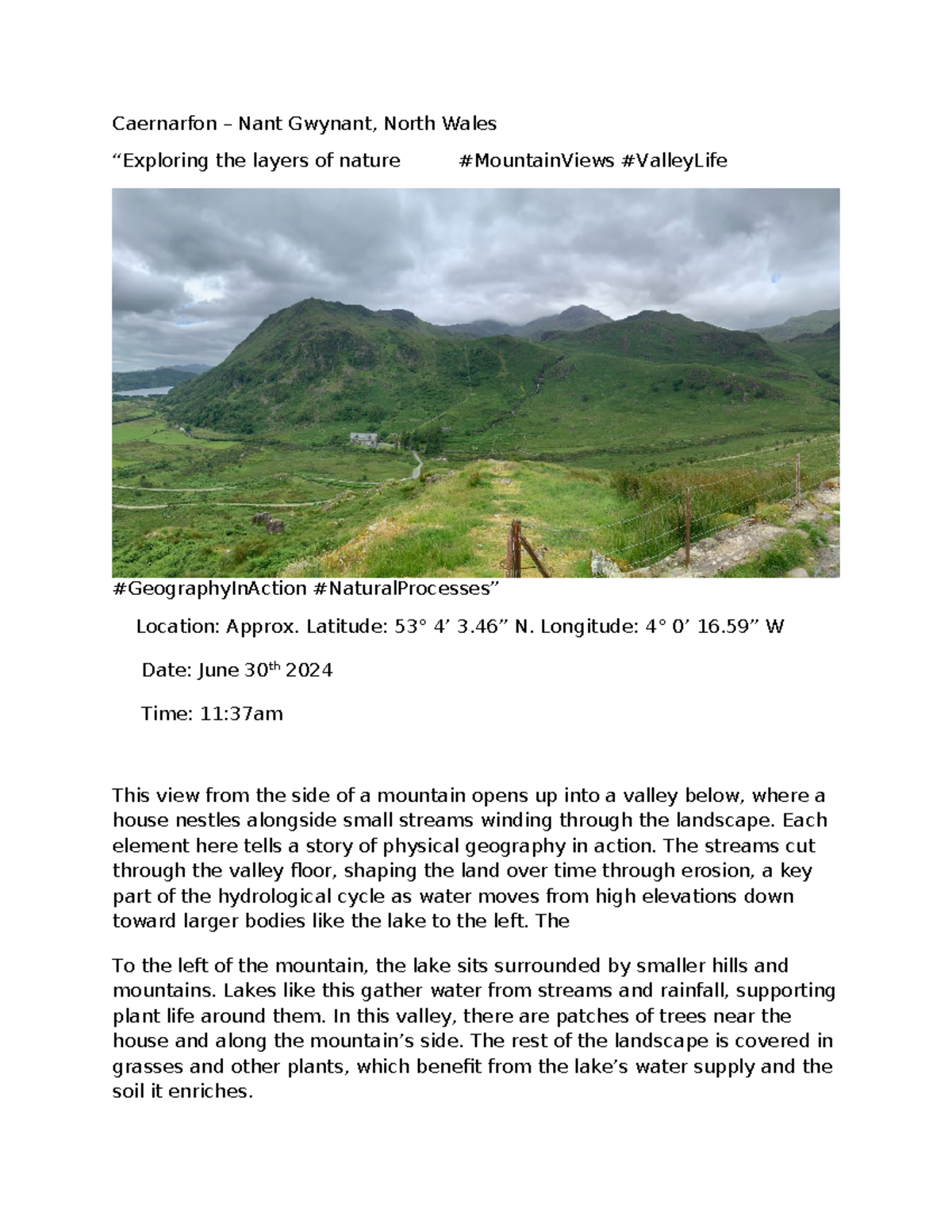 Photo Blog 1 - Caernarfon – Nant Gwynant, North Wales “Exploring the ...