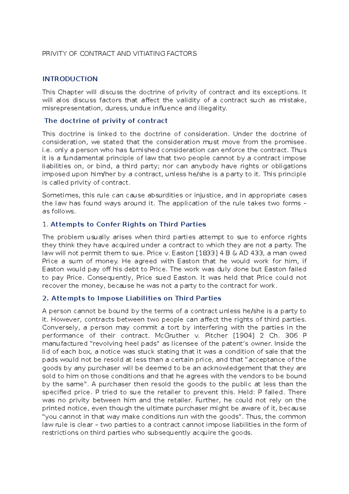 Business Law Privity TO Contract Evening Shadie 2 - PRIVITY OF CONTRACT ...