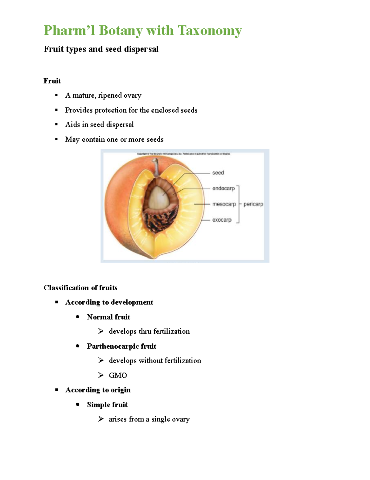 Fruits and seeds printed - Pharm’l Botany with Taxonomy Fruit types and ...