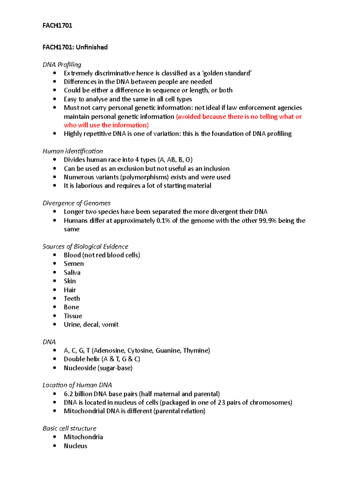 FACH1701- DNA profiling - FACH FACH1701: Unfinished DNA Profiling ...