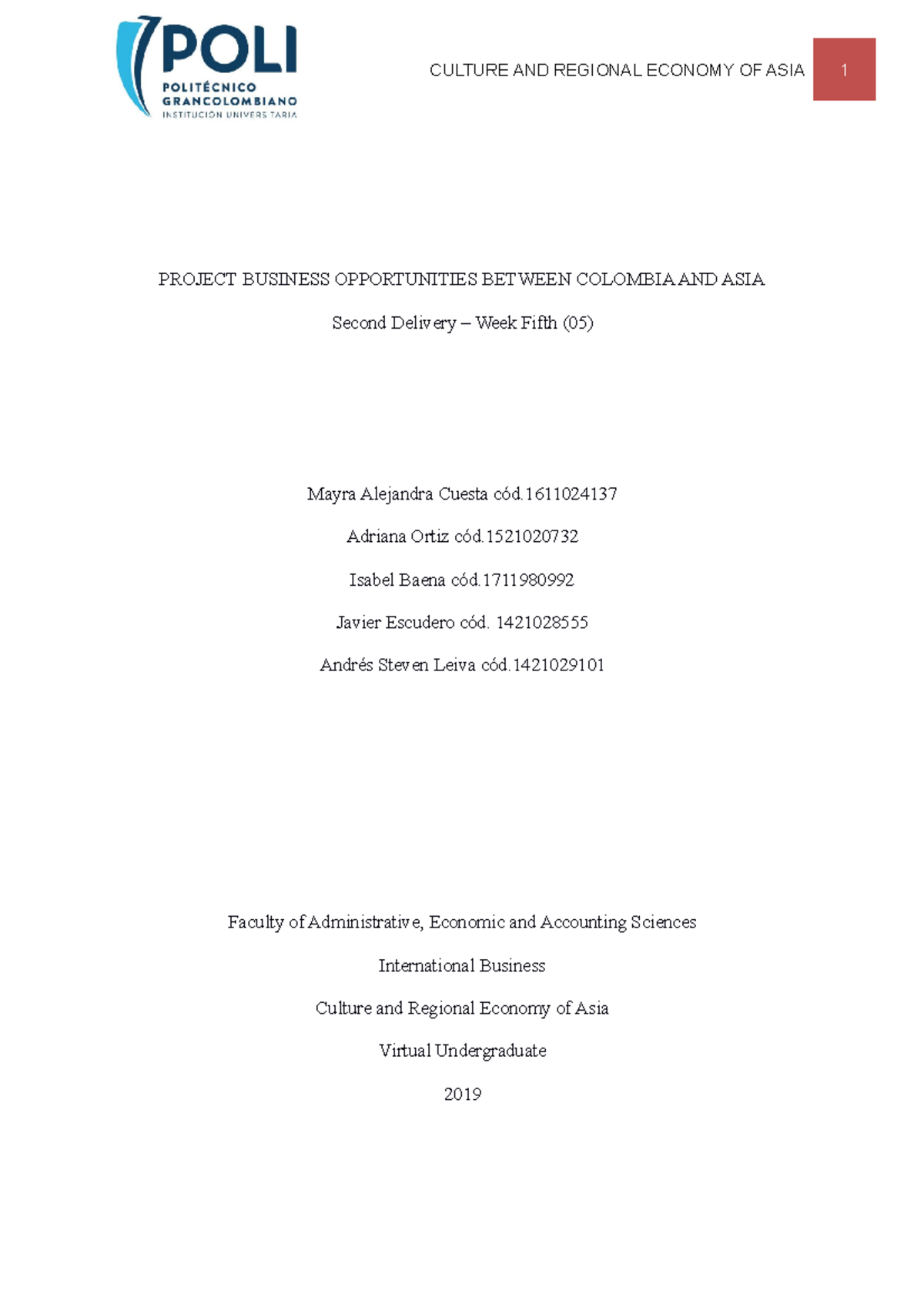 Asia Project Andres - CULTURE AND REGIONAL ECONOMY OF ASIA 1 PROJECT ...