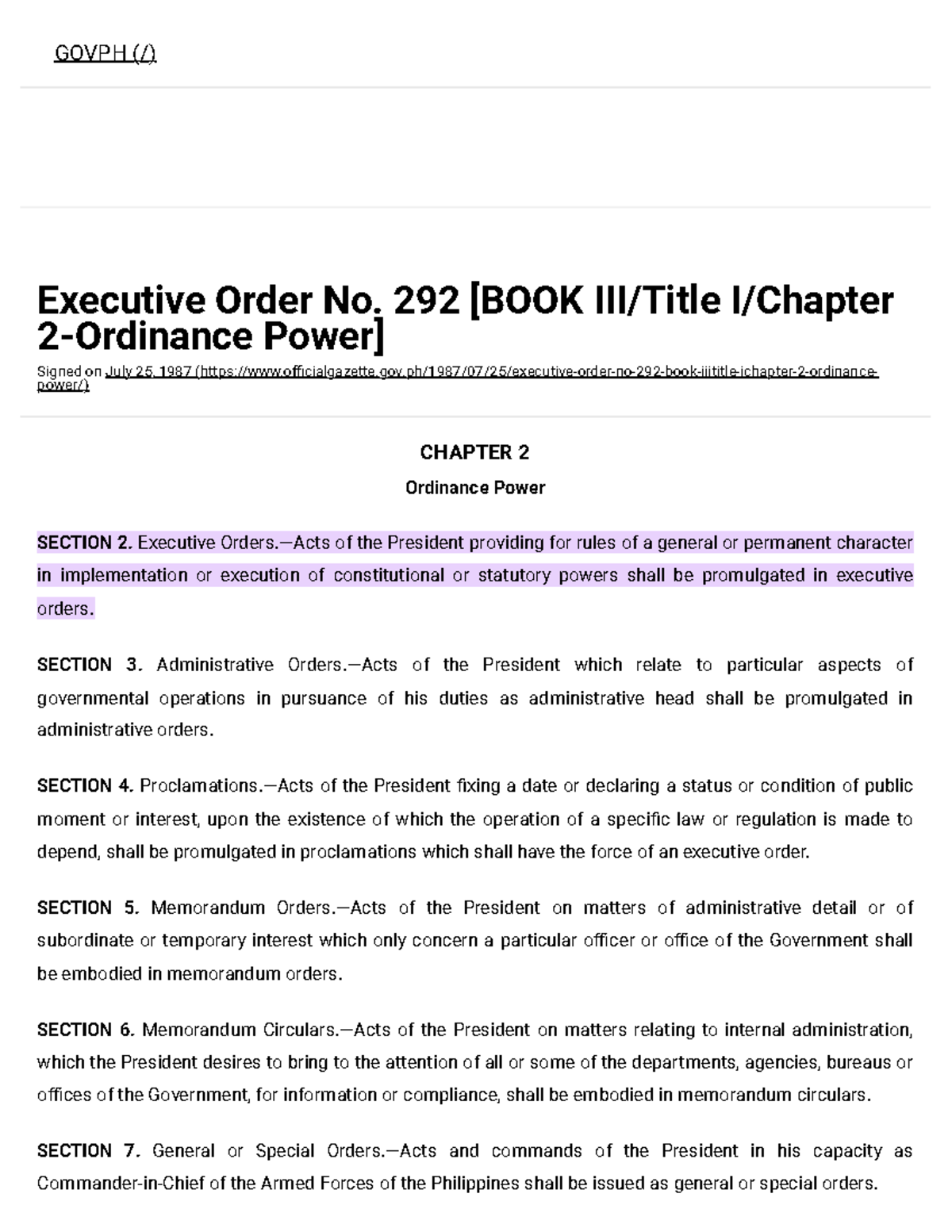 Executive Orders And The Power Of The President Answer Key E