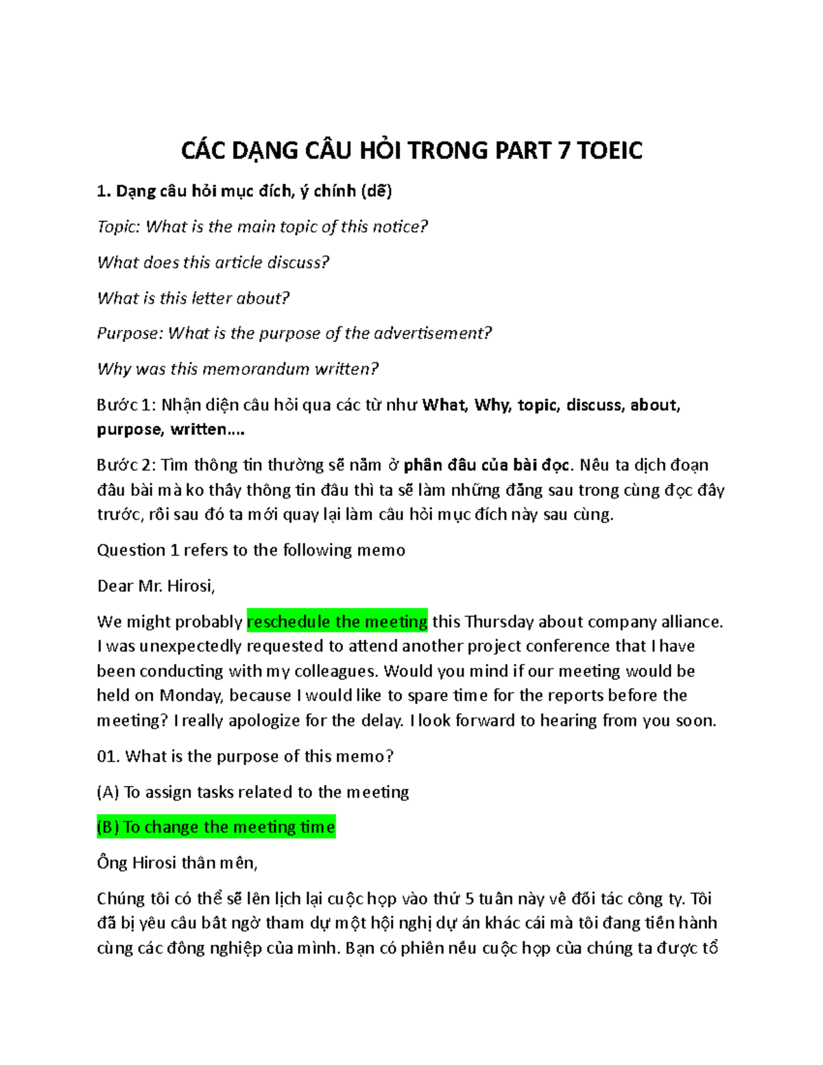 CHỮA CÁC-DẠNG-CÂU-HỎI- Trong-PART-7- Toeic - CÁC D ẠNG CÂU H ỎI TRONG ...