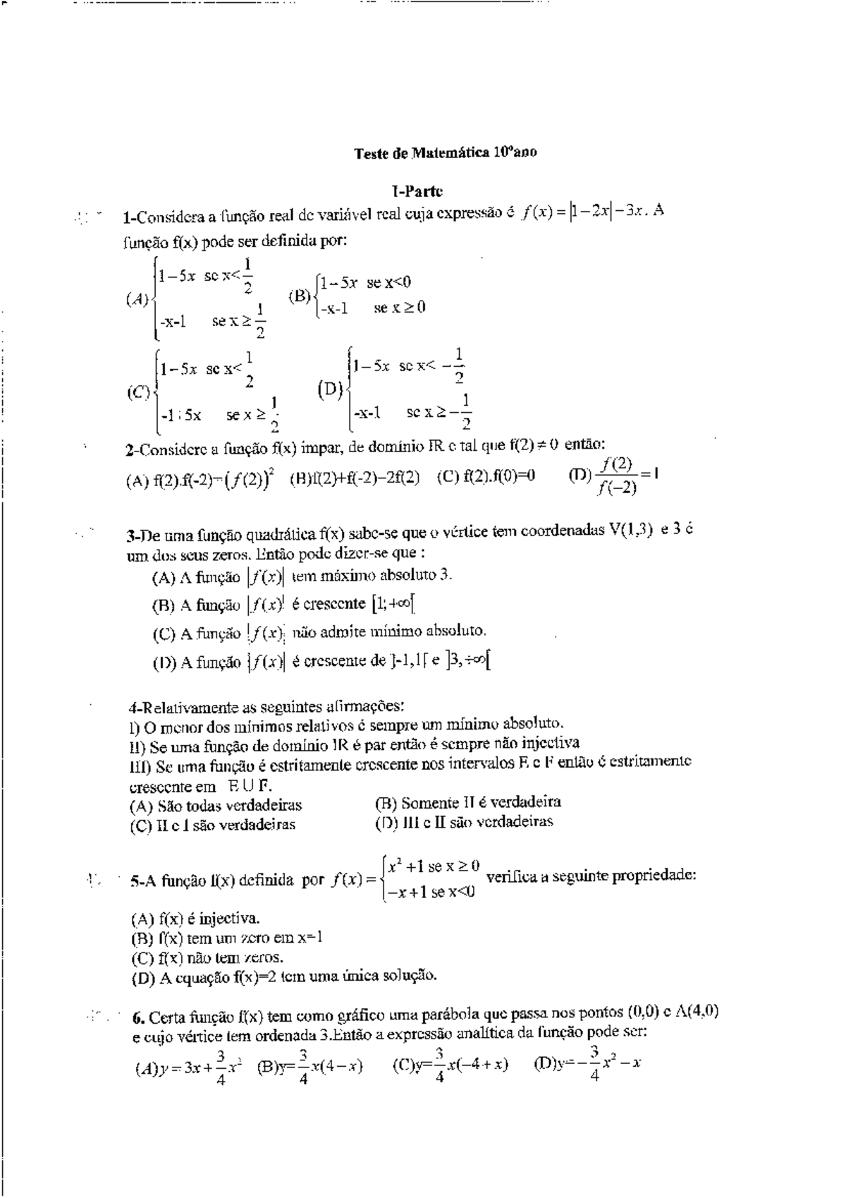Matematica 4teste - Teste de matemática sobre probabilidades simples 12 ...