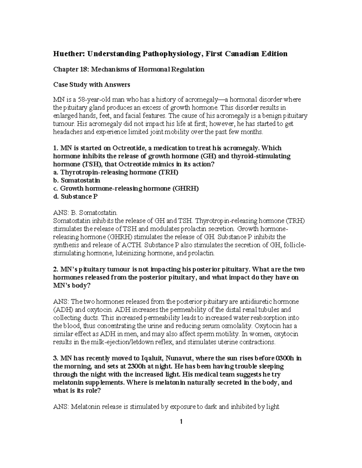 endocrine system lecture 3 week 3 case study with answers summary ...