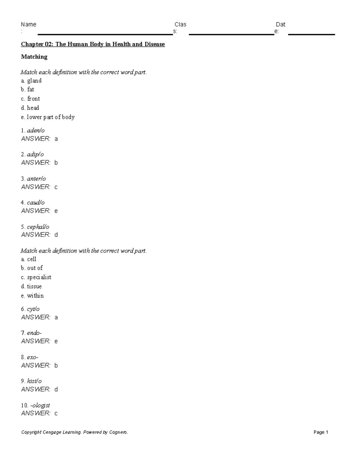 Chapter 02 The Human Body in Health and Disease - Chapter 02: The Human ...