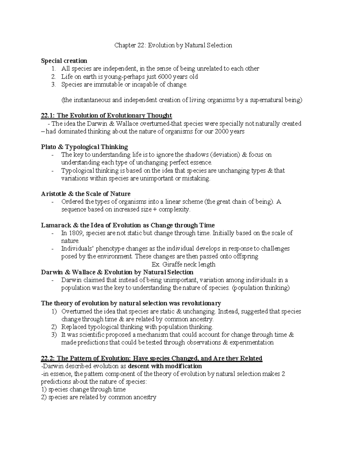 Chapter 22 textbook - Chapter 22: Evolution by Natural Selection ...