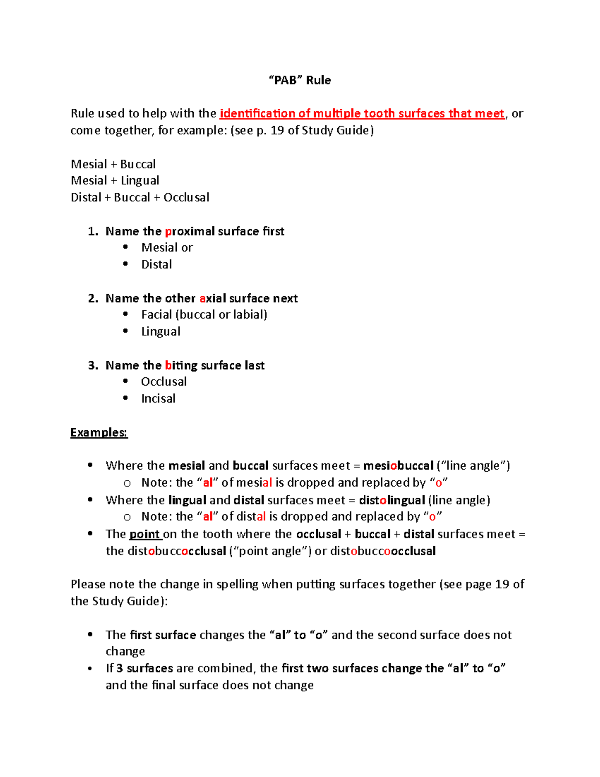 PAB 1 - lecture notes - “PAB” Rule Rule used to help with the ...