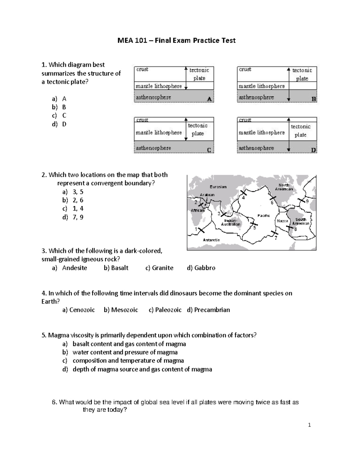Fall 2012 Final Practice - 1 MEA 101 – Final Exam Practice Test 1 ...