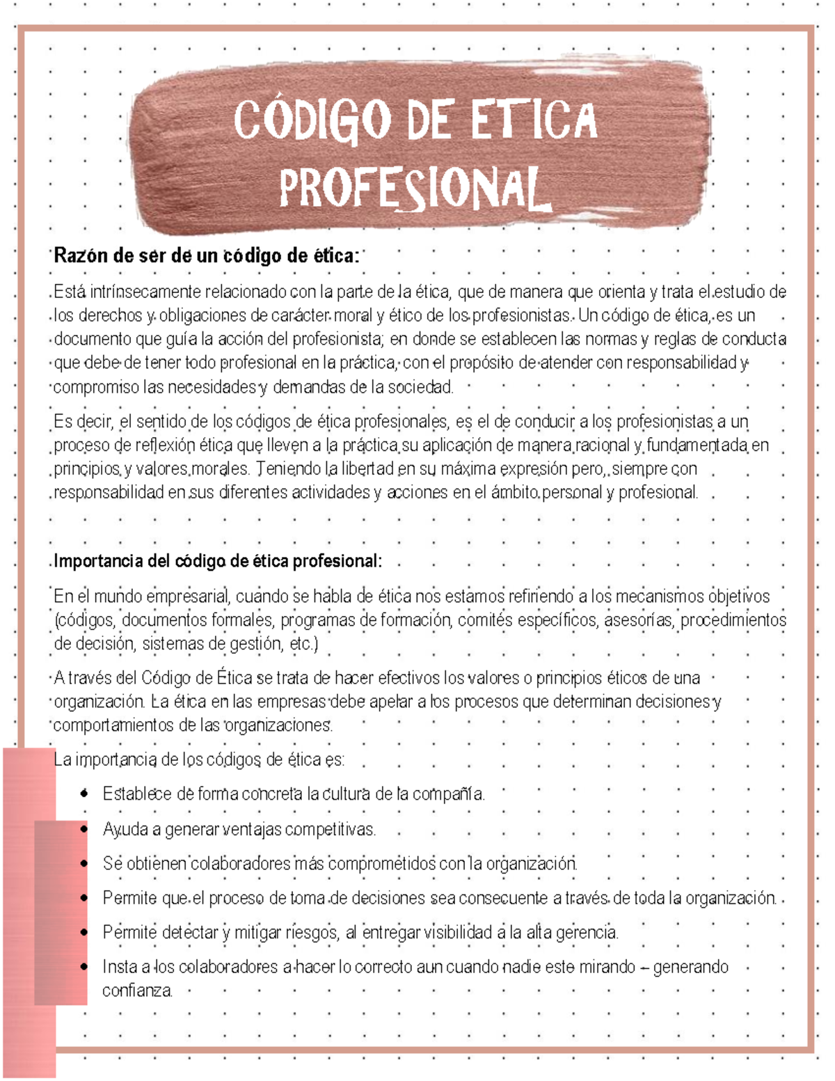 Estudio del código de etica profesional - CÓDIGO DE ETICA PROFESIONAL ...