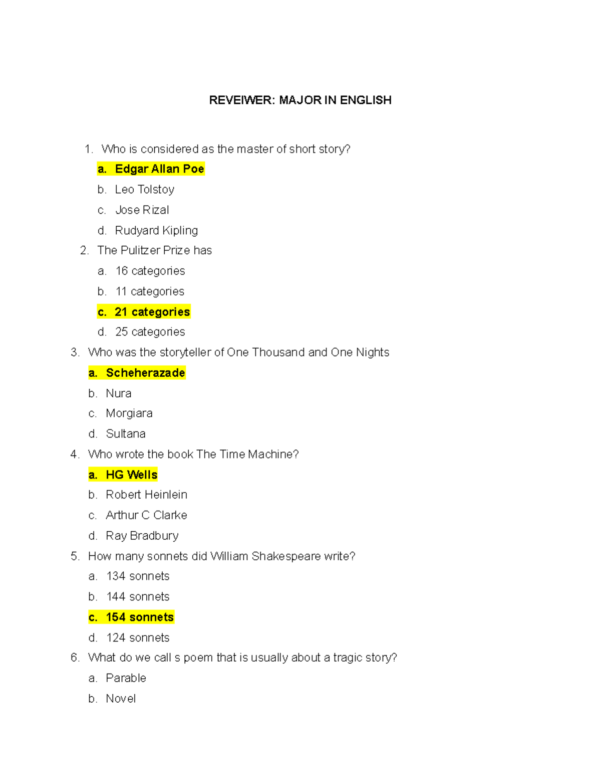 Reveiwer Major IN English - REVEIWER: MAJOR IN ENGLISH Who is ...