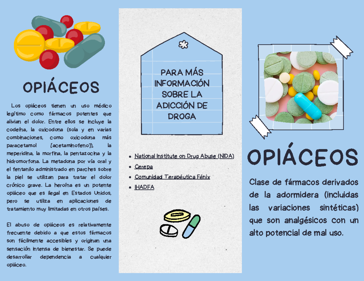 Opiáceos - OPIÁCEOS PARA MÁS INFORMACIÓN SOBRE LA ADICCIÓN DE DROGA Los ...