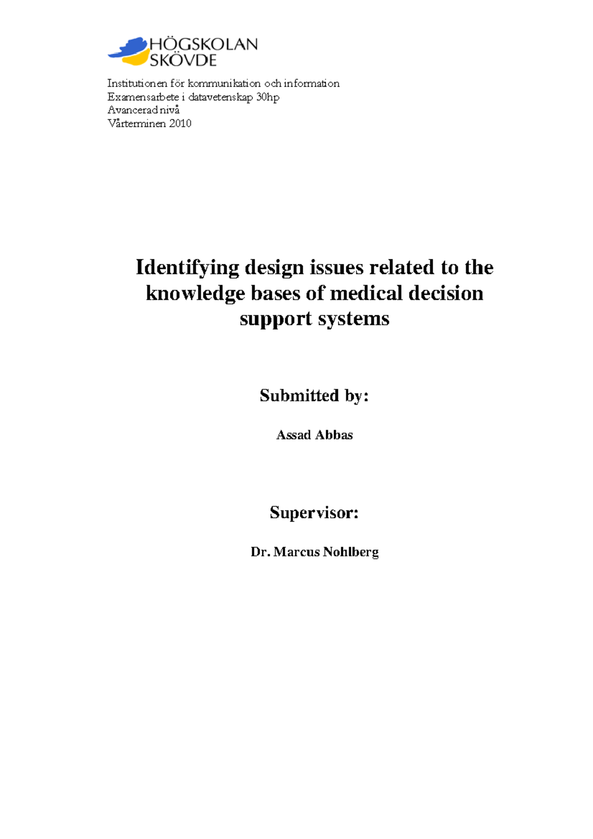 Examensarbete inom Datavetenskap - - Studocu