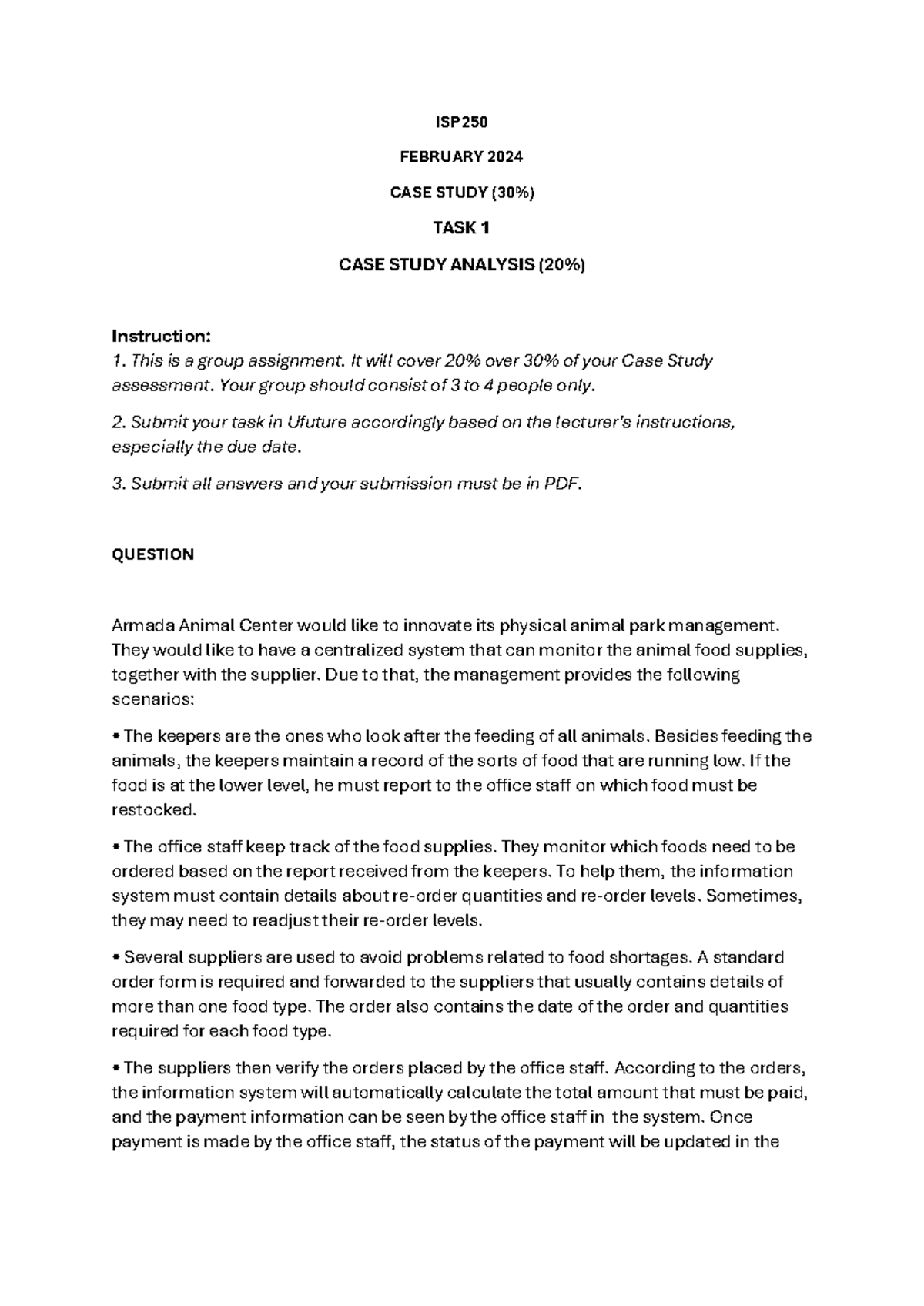 CASE Study 20% - nnii - ISP FEBRUARY 2024 CASE STUDY (30%) TASK 1 CASE ...