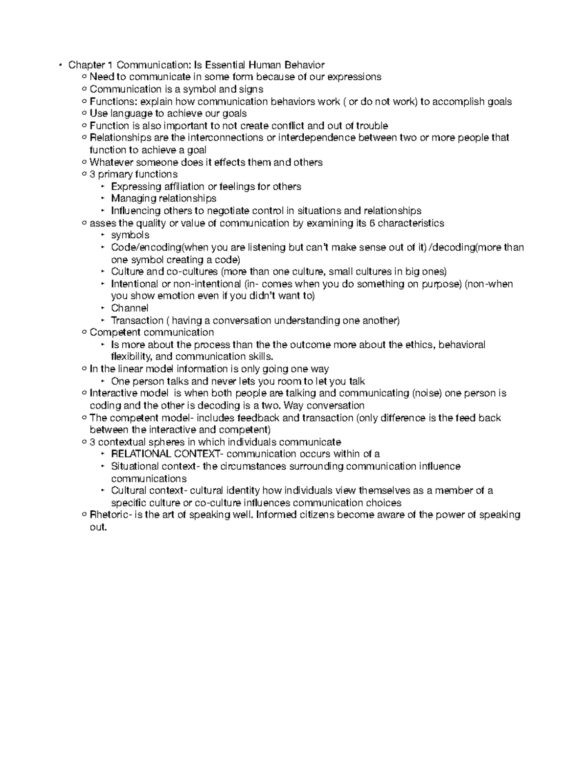 Hcom.100- 1.26 Thurs. - soares - Chapter 1 Communication: Is Essential Human Behavior Need to ...