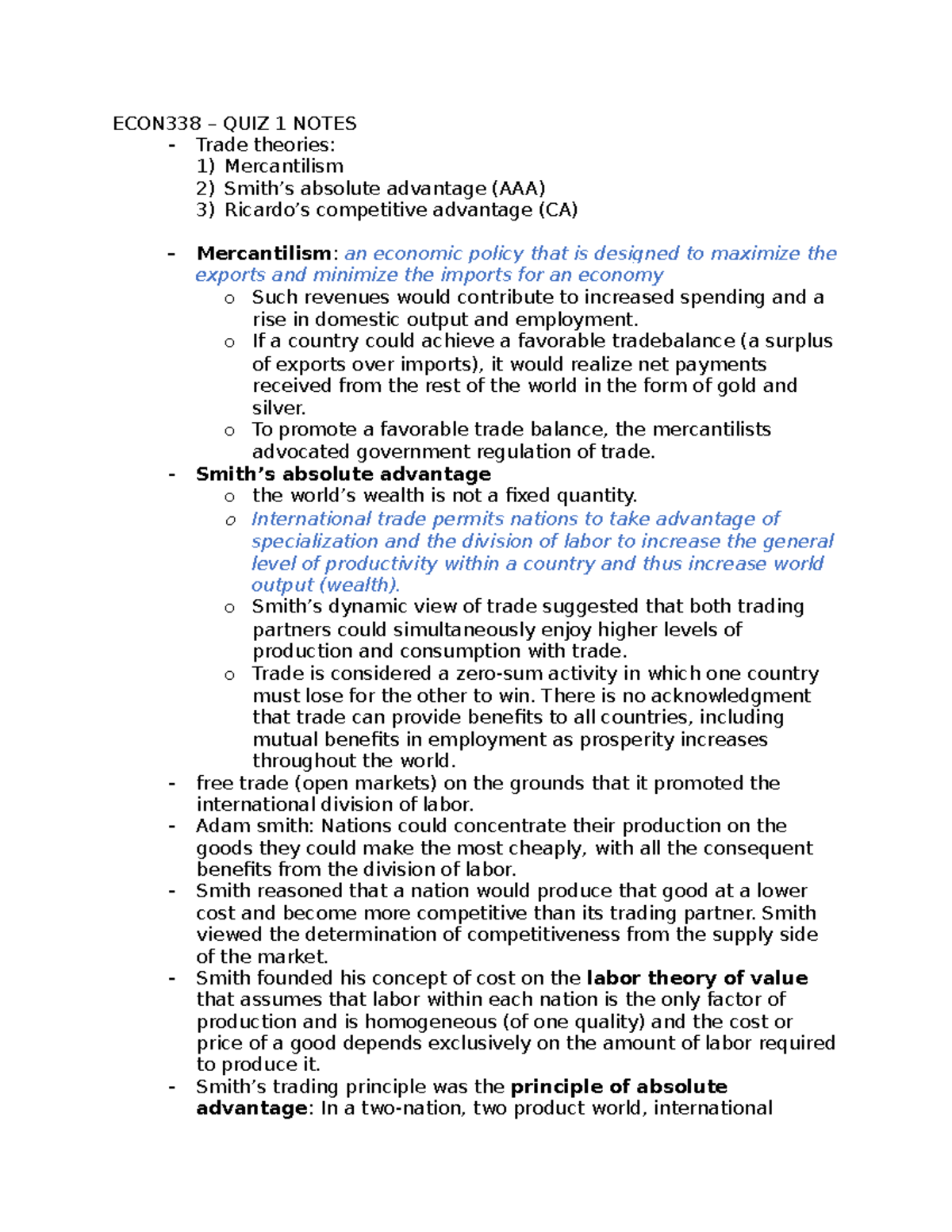 Foundations of Modern Trade Theory: Comparative Advantage - ECON338 ...