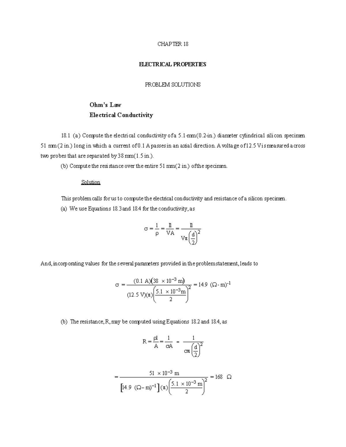 Ch18 Solution Manual Material Science and Engineering 8th Edition ...