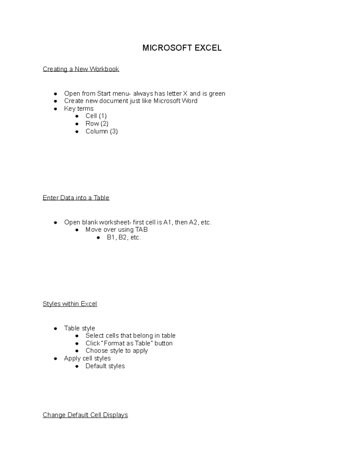 Computer Applications Notes 10 Microsoft Excel Part 1 Microsoft Excel Creating A New Workbook