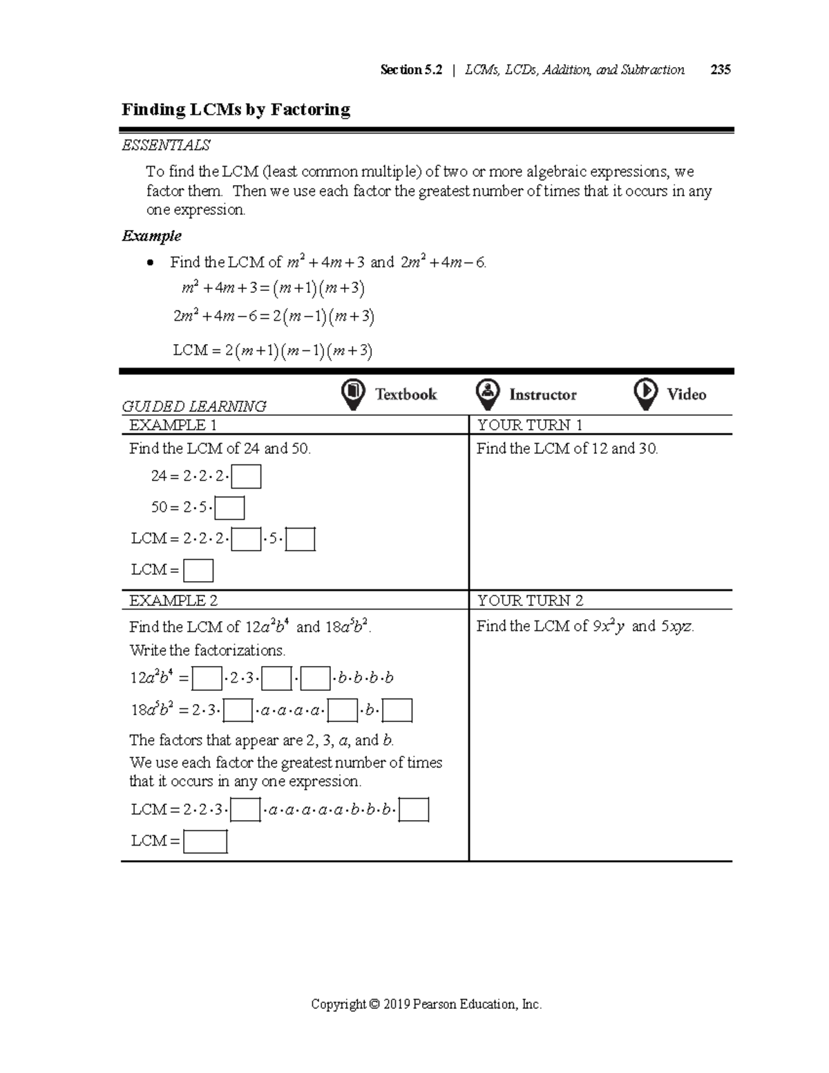 My Math Guide 5 - Lecture notes. - Finding LCMs by Factoring ESSENTIALS ...