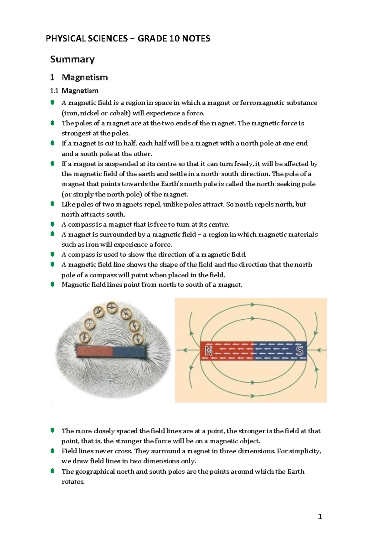 Physical Sciences Grade 10 Notes - PHYSICAL SCIENCES – GRADE 10 NOTES ...