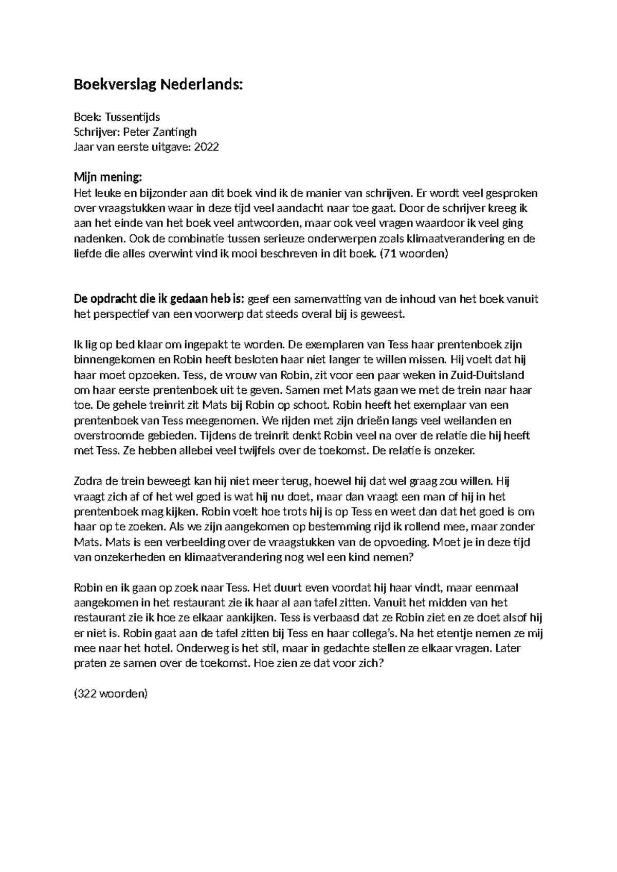 Boekverslag- tussentijds - Boekverslag Nederlands: Boek: Tussentijds ...