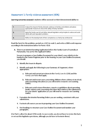 Case Outline Assessment (final version) - OUTLINE OF CASE DOCUMENT OF ...