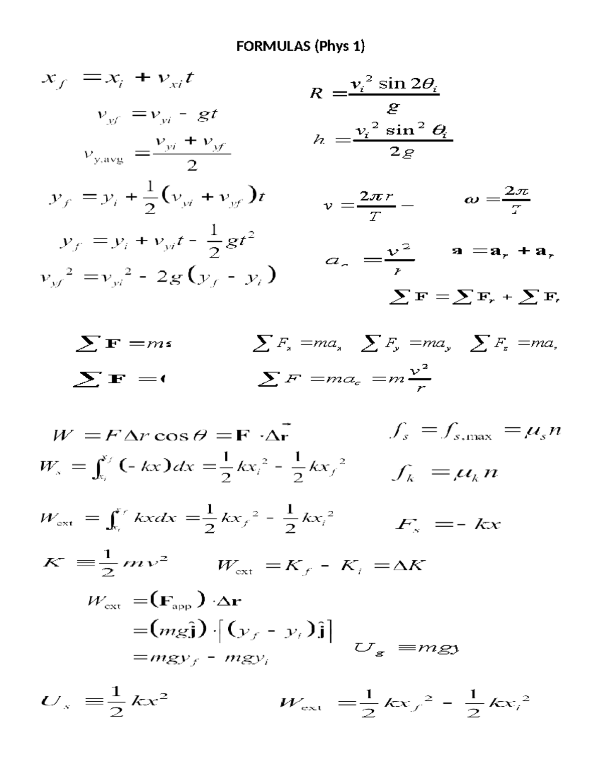 Formulas-2D-Law-of-Motion-Work-Energy 2 - Civil Engineering - FORMULAS ...