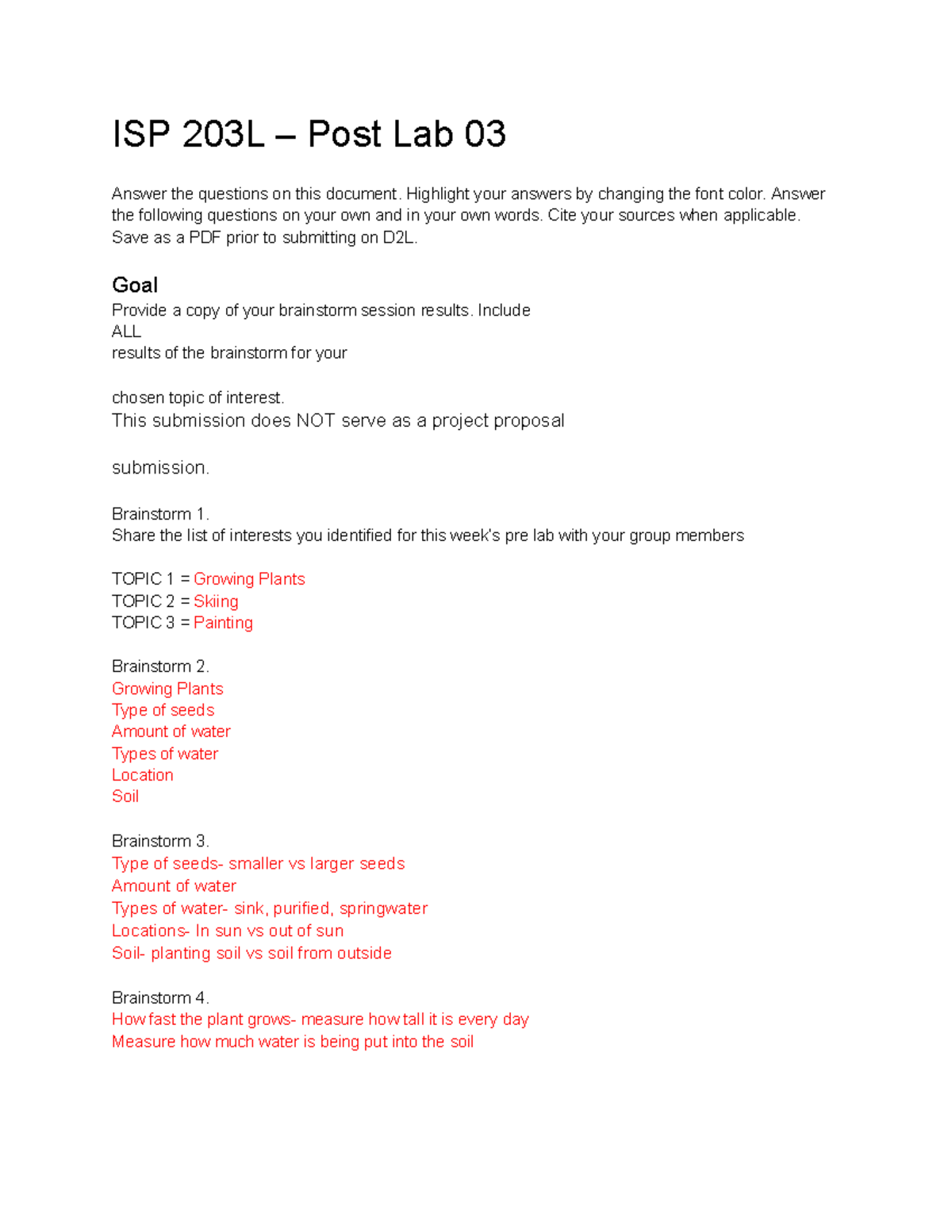 ISP 203L – Post Lab 03 - post lab work. - ISP 203L – Post Lab 03 Answer ...
