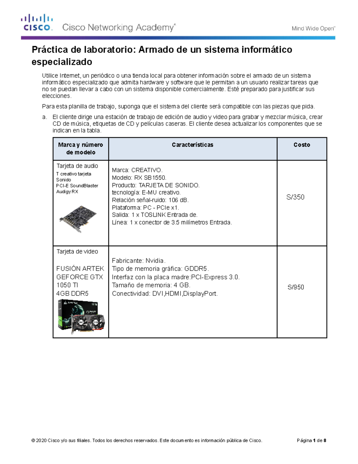 Practica 4.1- Armado de un sistema informático especializado - Práctica de laboratorio: Armado ...