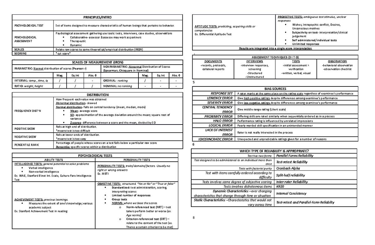 353487756 Psychological Assessment Review Notes - PRINCIPLES/INTRO ...