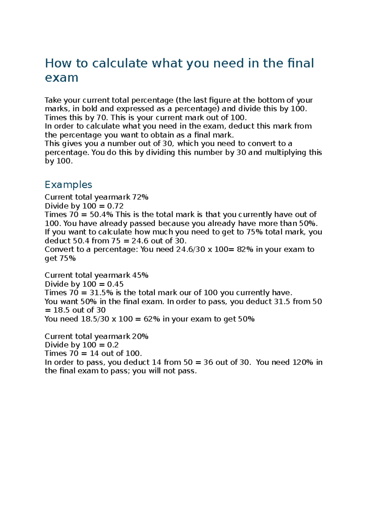 How to calculate what you need in the final exam-1 - How to calculate ...