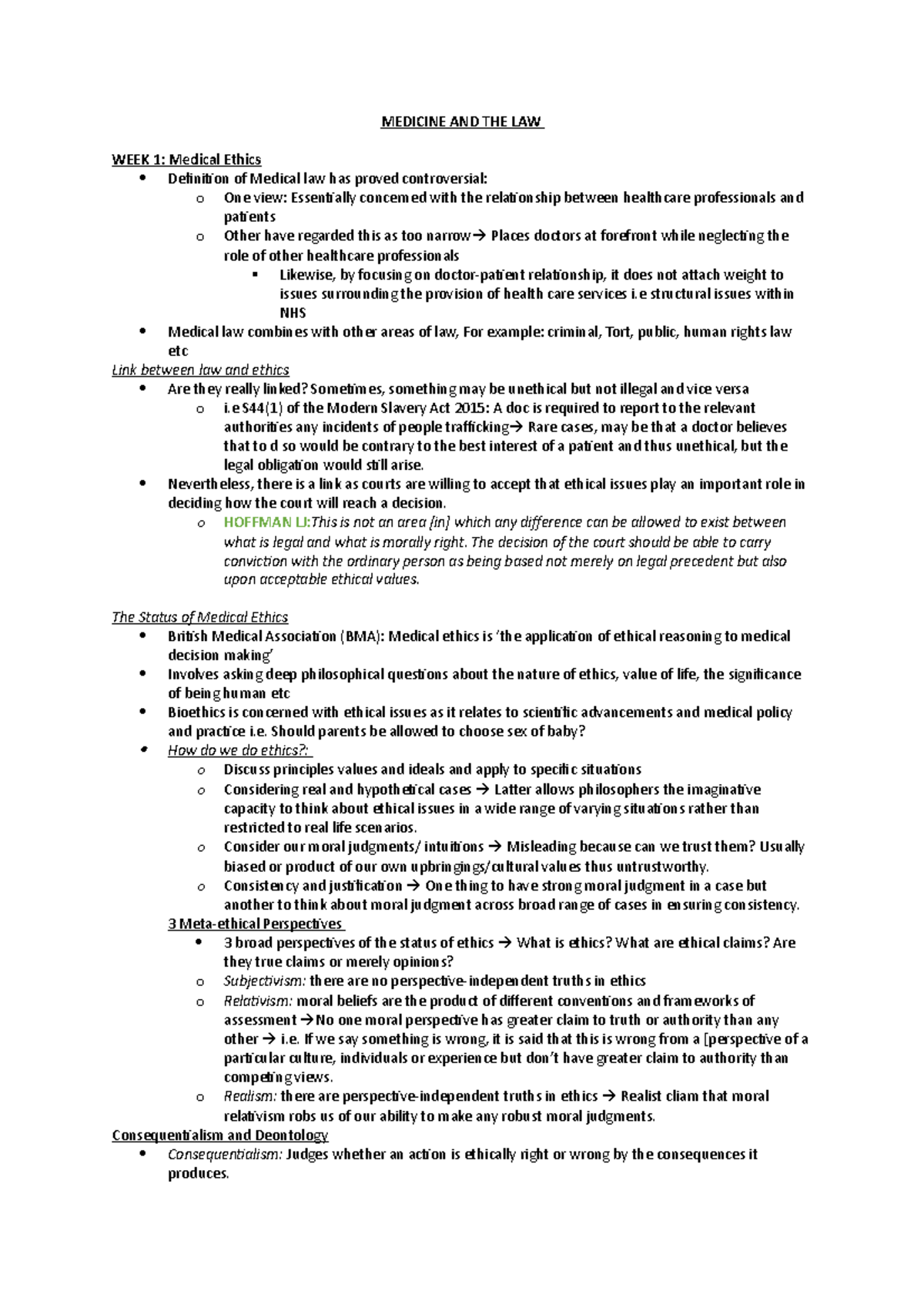 Medicine AND THE LAW - Medince lecture notes - MEDICINE AND THE LAW ...