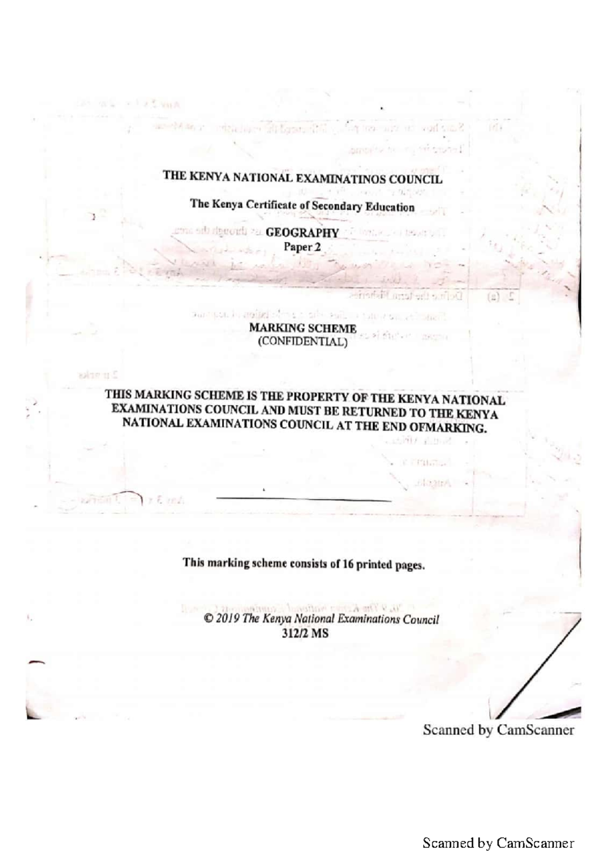 GEO P2 MS KCSE 2019 - KCSE - BUSINESS MANAGEMENT - Studocu