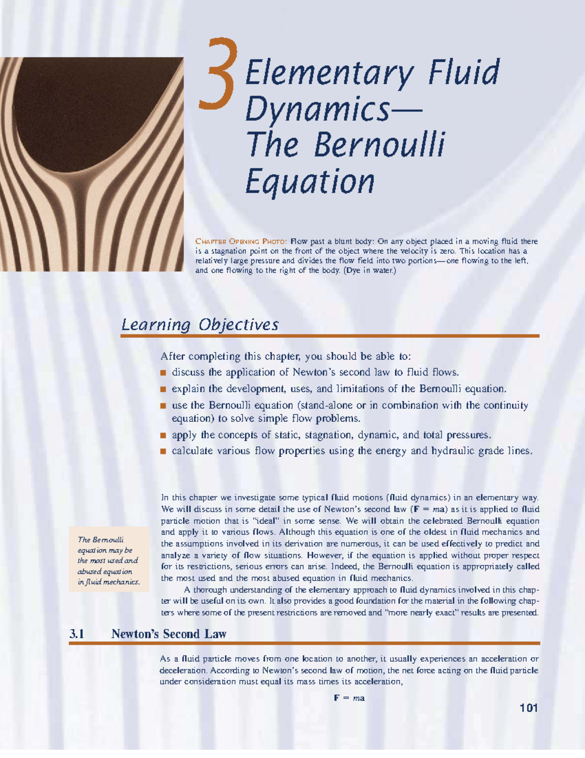 Ch03 Elementary Fluid Dynamics (Fundamentals of Fluid Mechanics; Munson etal; 2013 , 7th) - 3 ...