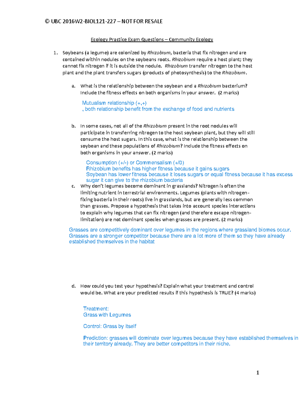 Ecology Practice Exam Questions - Community Ecology - Ecology Practice ...