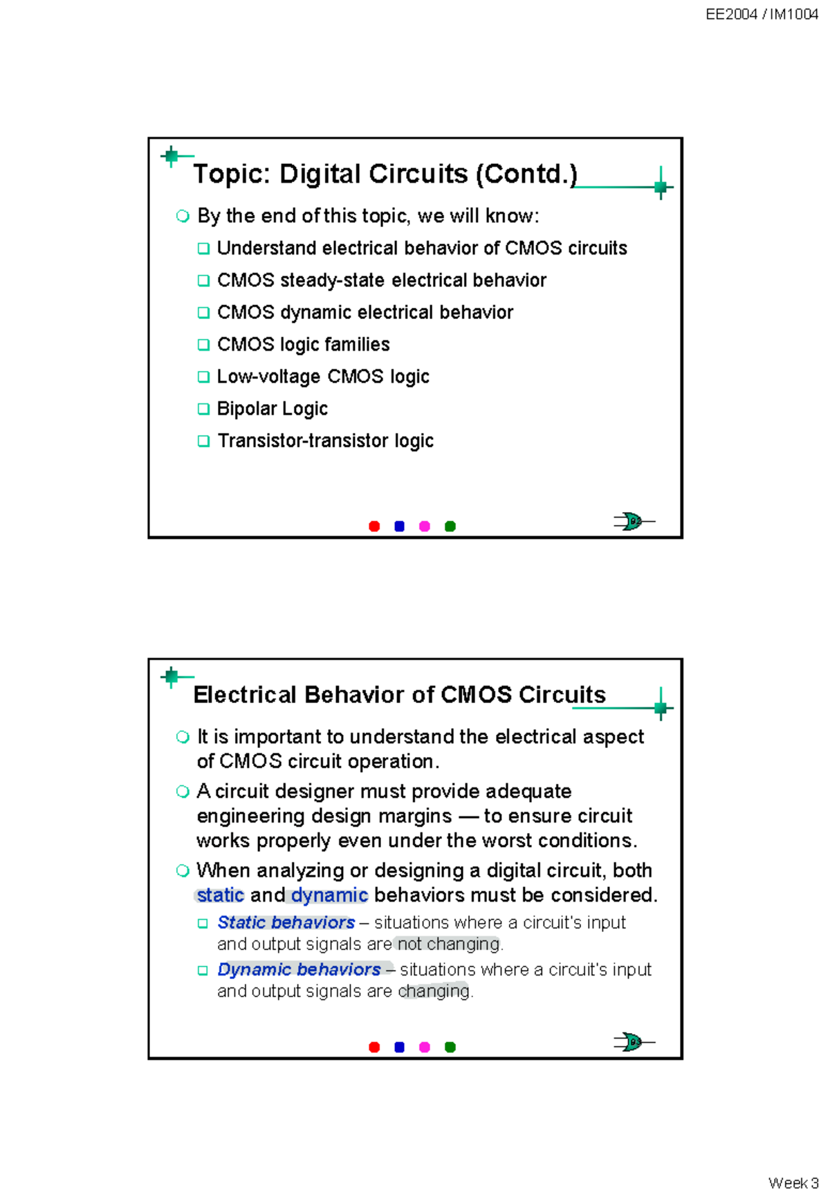 [DE] Week 3 - Logic Families - Topic: Digital Circuits (Contd ...