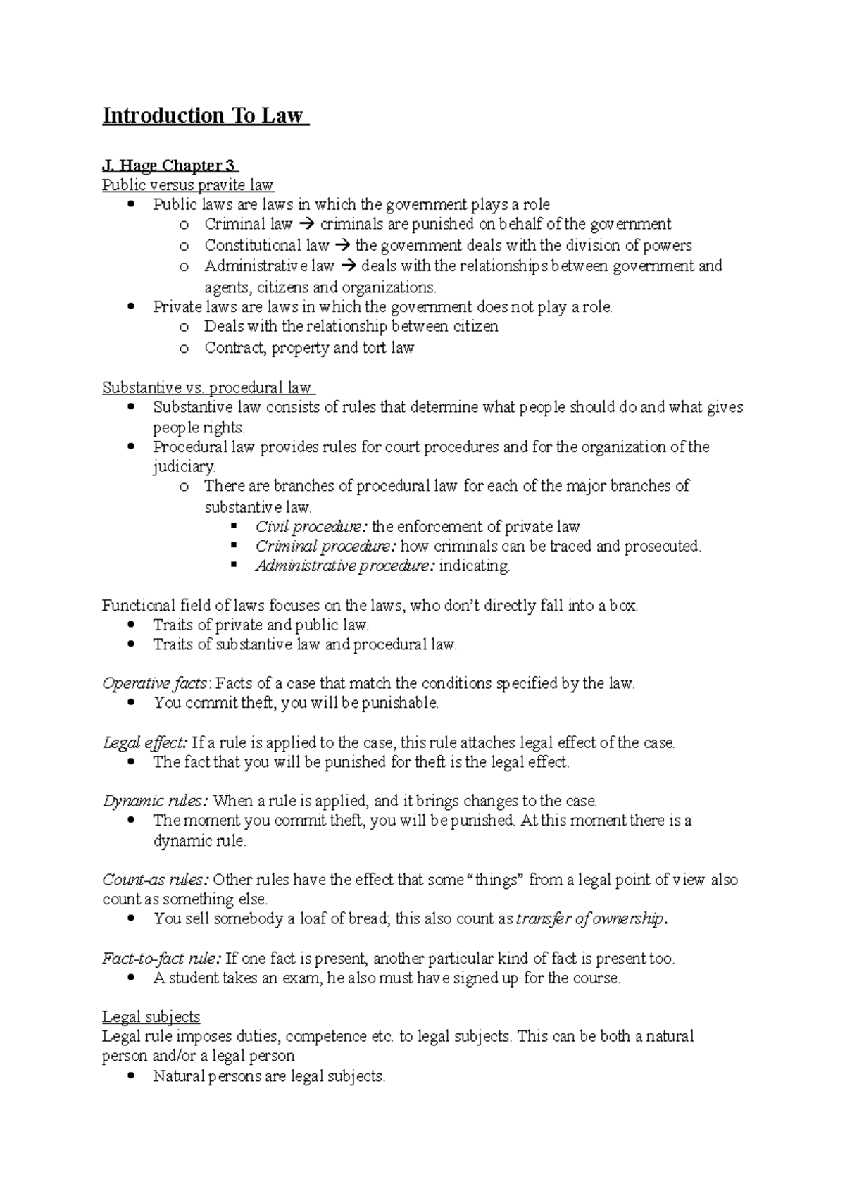 Introduction To Law Summary - Introduction To Law J. Hage Chapter 3 ...