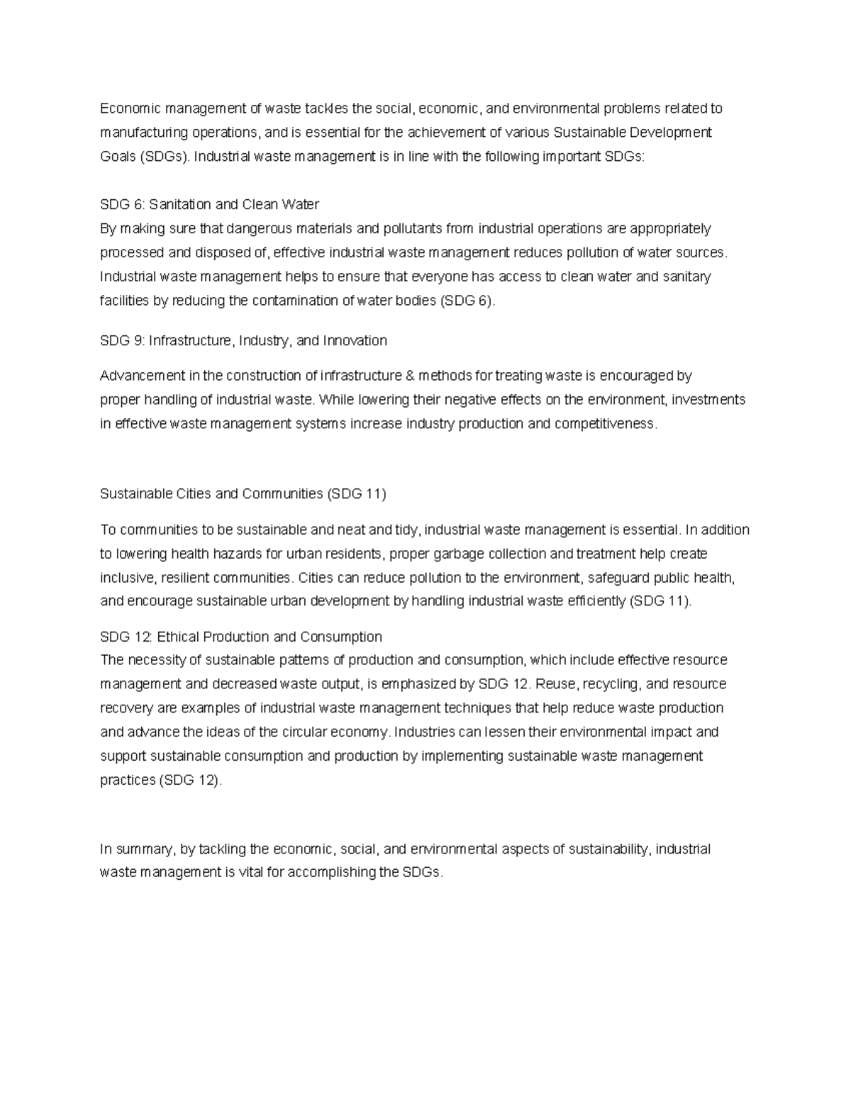 SDG Journal - Economic management of waste tackles the social, economic ...