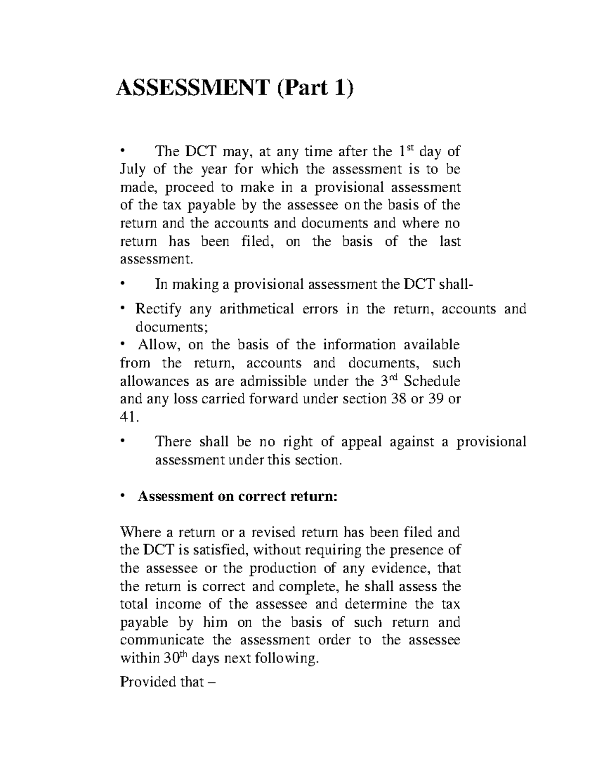 Assessment (Part 1) - ASSESSMENT (Part 1) The DCT may, at any time ...