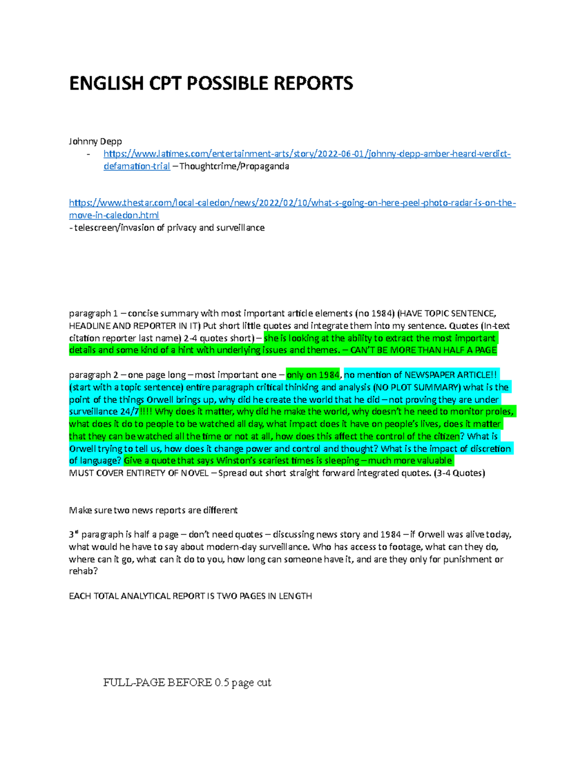 English CPT Possible Reports - ENGLISH CPT POSSIBLE REPORTS Johnny Depp ...