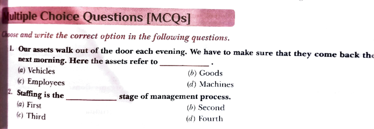 Staffing MCQ - ultiple ChoiceQuestions[MCQs] apose and write the ...