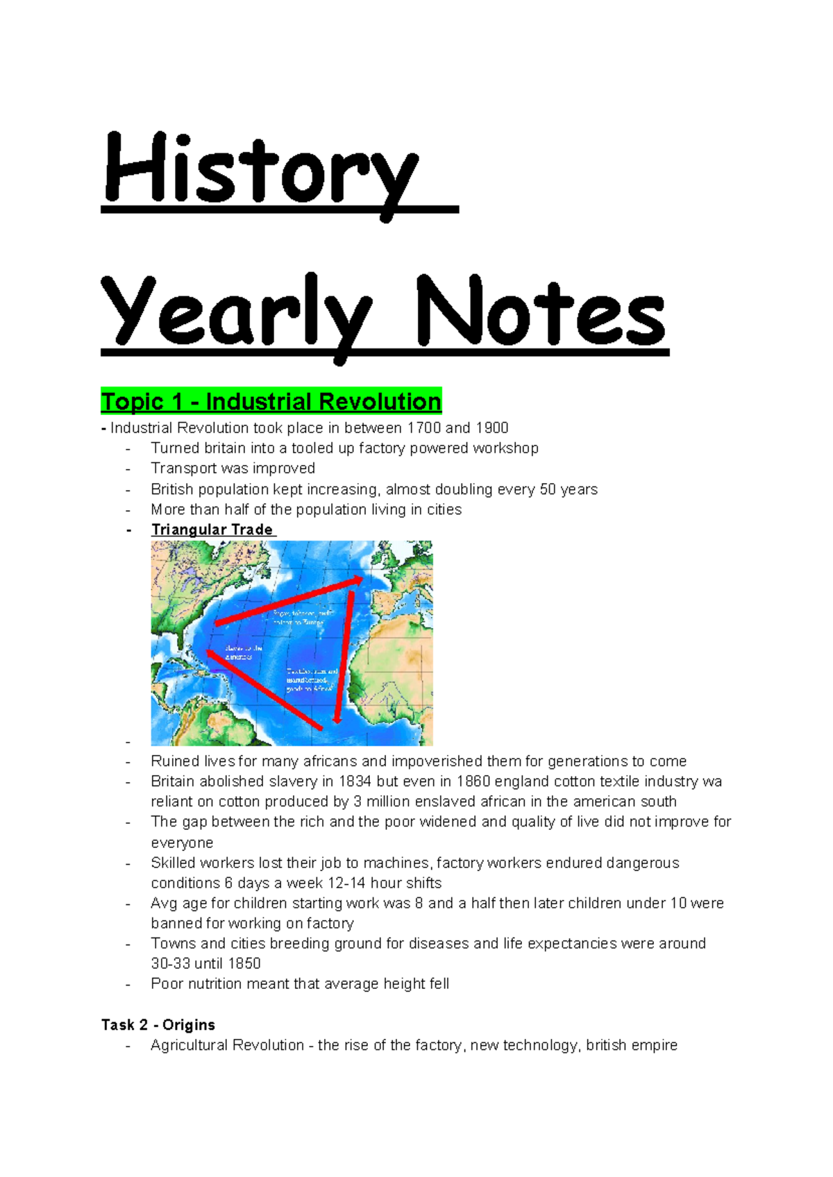 History Yearly Notes - History Yearly Notes Topic 1 - Industrial ...
