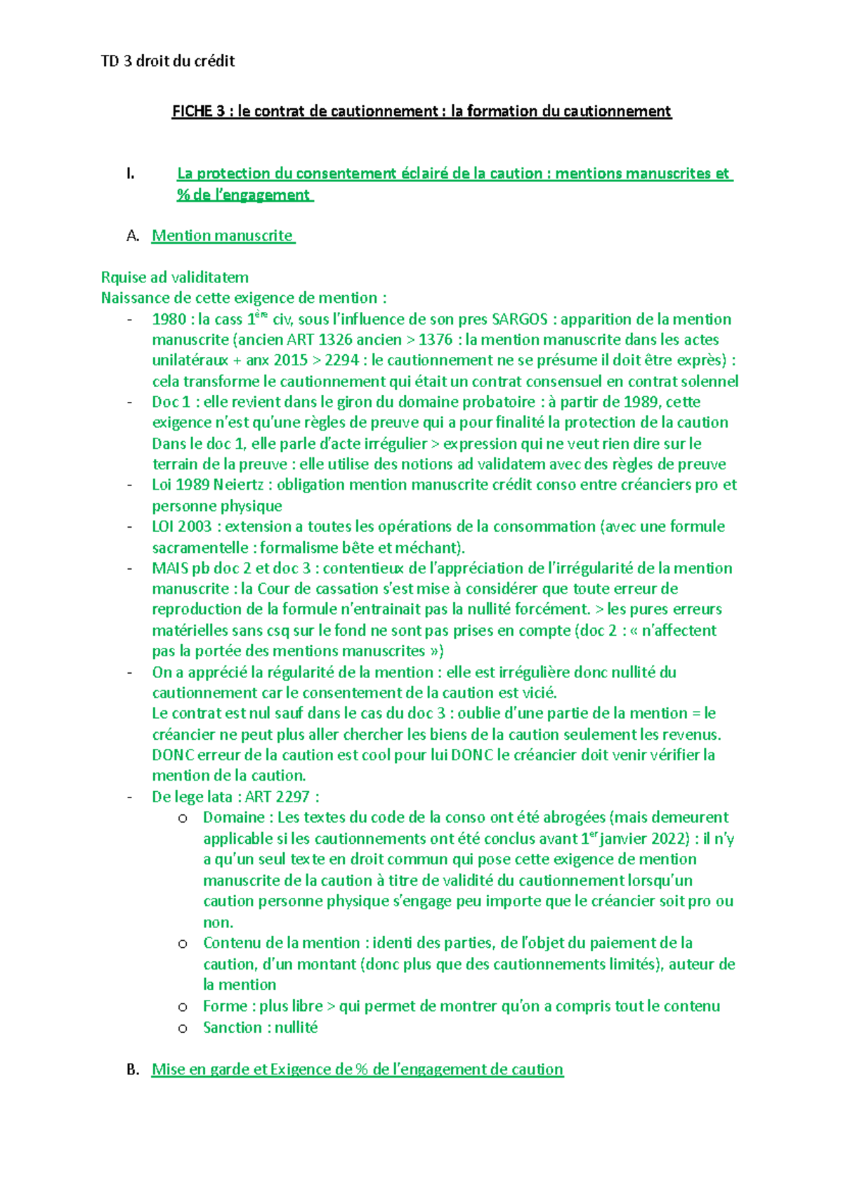 Fiche 3 formation cautionnement - FICHE 3 : le contrat de cautionnement ...