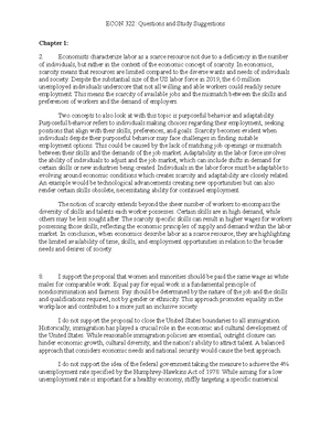 Exam 2 Notes- ECON 322 - ECON 322: Labor Economics Notes Objectives ...