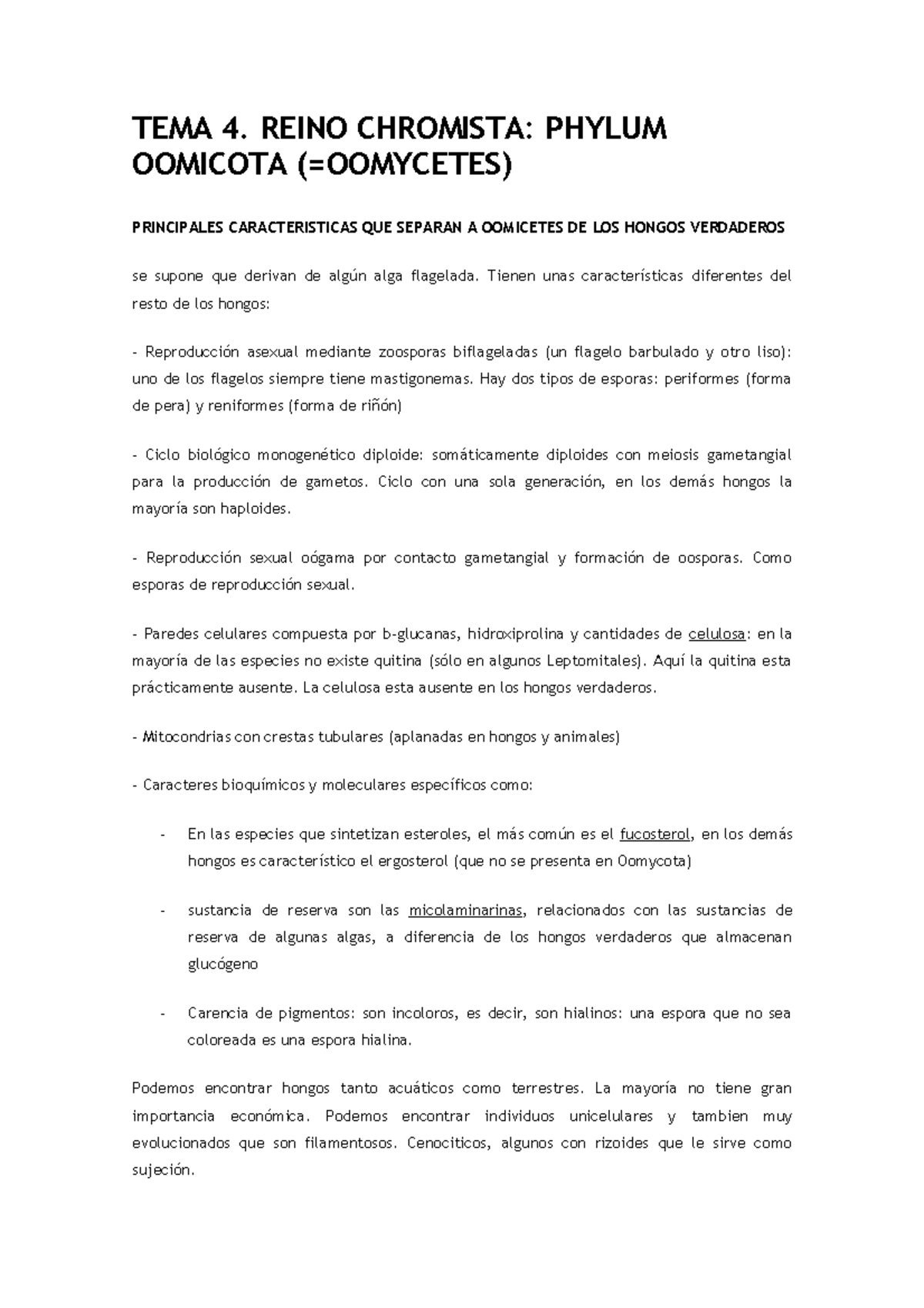 TEMA 4. Reino Chromista- Phylum Oomicota (= Oomycetes) - TEMA 4. REINO ...