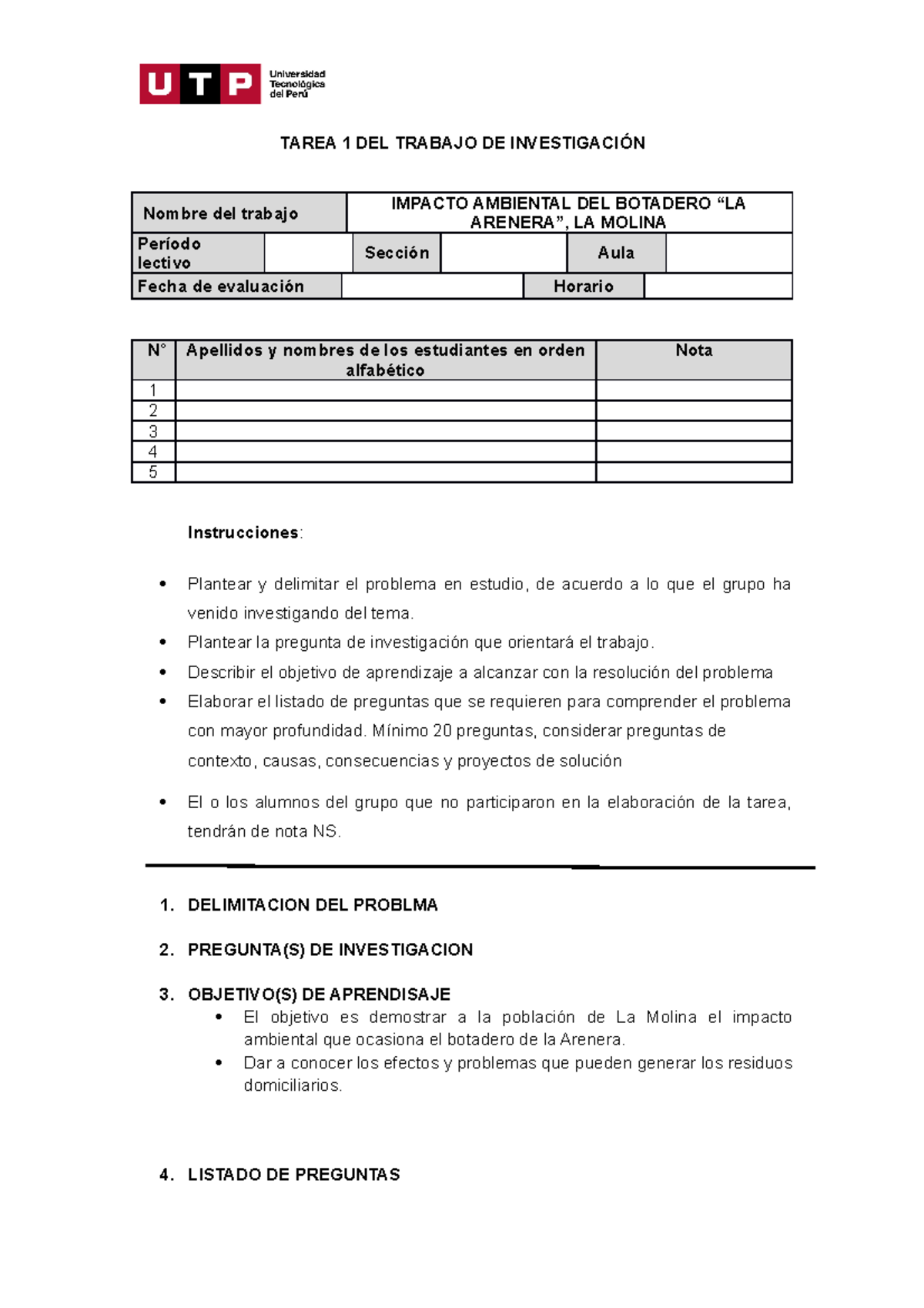 Tarea 1 - Delimitación del tema de investigación, pregunta, objetivo ...