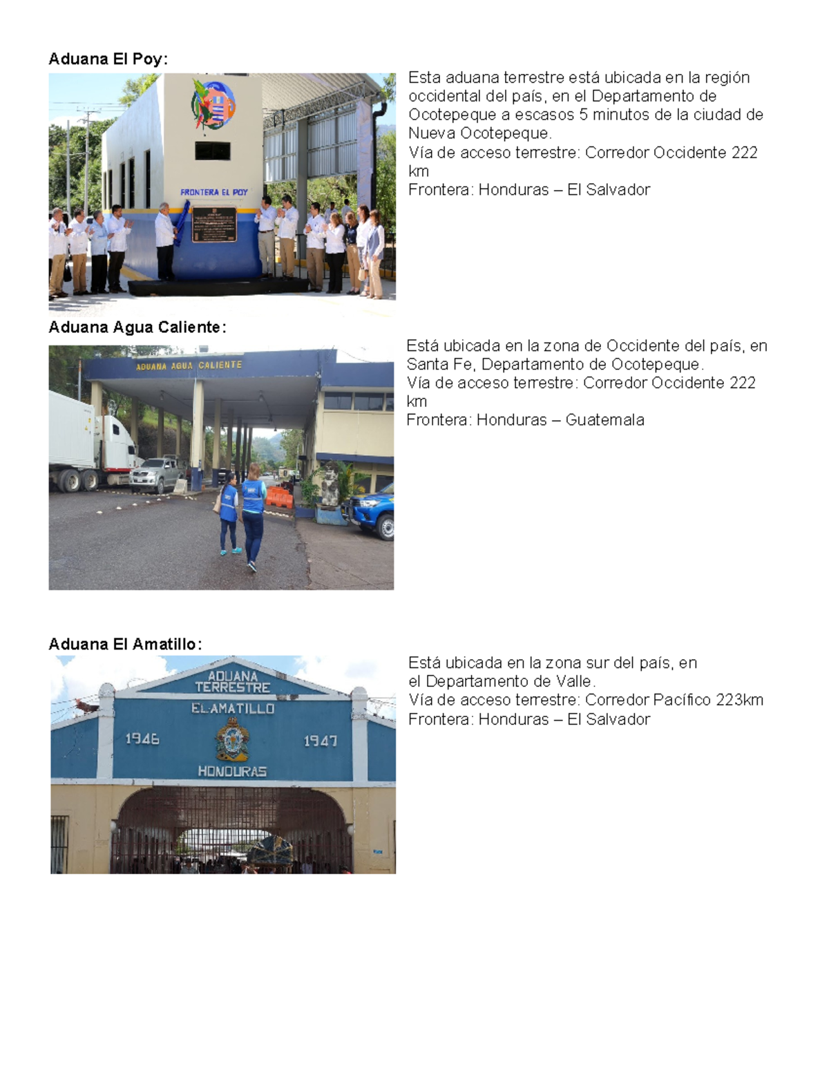 Aduanas de honduras - Aduana El Poy: Esta aduana terrestre está ubicada ...